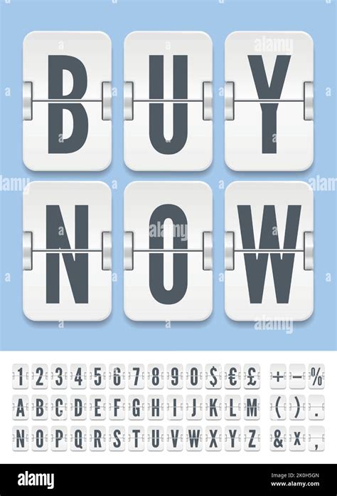 Flip White Countdown Timer Alphabet Isolated On Blue Background Vintage Flip Clock Time Counter