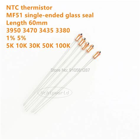 Ntc Thermistor Mf51 Single Ended Glass Seal Length 60mm 3950 3470 3435