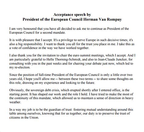 10 Acceptance Speech Example Templates Pdf Sample Templates