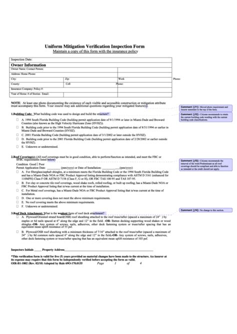 Top Wind Mitigation Form Templates Free To Download In Pdf Format