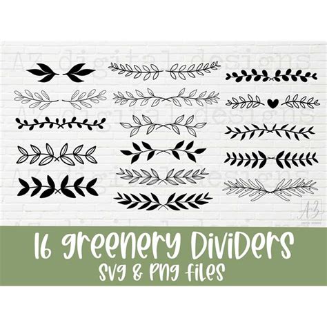 Greenery Leaf Divider Svg Bundle Decorative Border Svg L Inspire Uplift