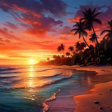 Premium Photo Aesthetic Refreshing Tropical Beach View Of Sunset In