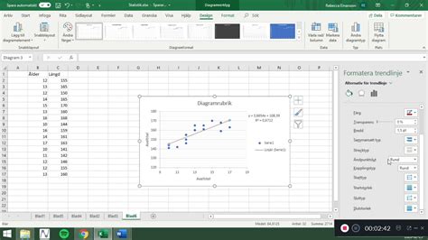Matematik 2b Excel Korrelation Youtube
