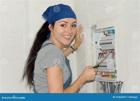 Woman Has Solved The Fuse Problem Stock Image Image Of Handy
