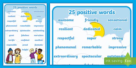 25 Positive Words Display Poster Twinkl Positivity Ks1
