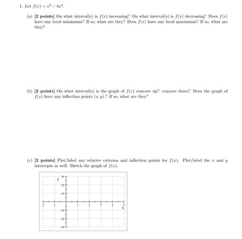 Solved Let F X X4−4x3 A [2 Points] On What Interval S