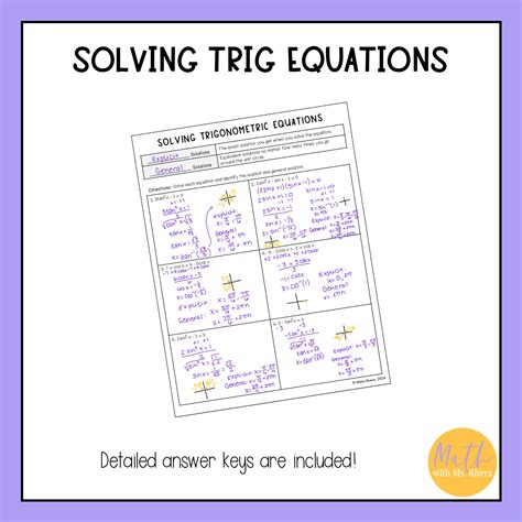 Solving Trigonometric Equations Guided Notes For Algebra 2 Trigonometry Made By Teachers