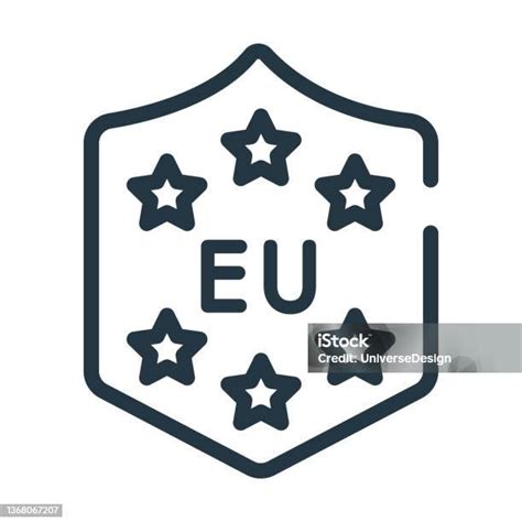 Eu 얇은 선 아이콘 Gdpr 개념 격리 윤곽선 기호에서 유럽 버튼 선형 아이콘 웹 디자인 및 앱에 대한 벡터 그림 기호 요소입니다 0명에 대한 스톡 벡터 아트 및 기타