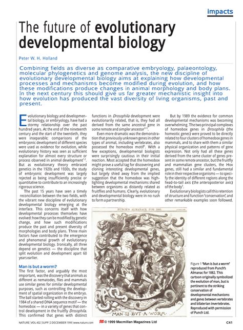 Pdf Holland P W The Future Of Evolutionary Developmental Biology