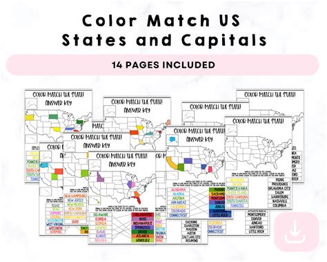 Color Match Us States And Capitals Printables Crystalandcomp