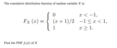 Solved The Cumulative Distribution Function Of Random