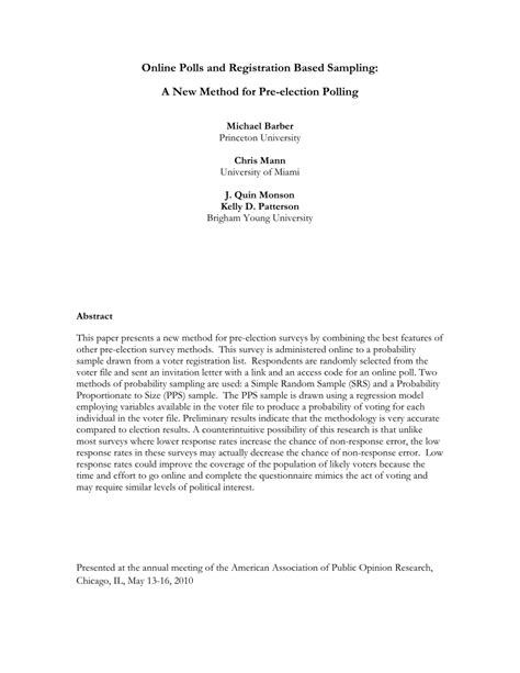 PDF Online Polls And Registration Based Sampling A New Method For Pre Election Polling