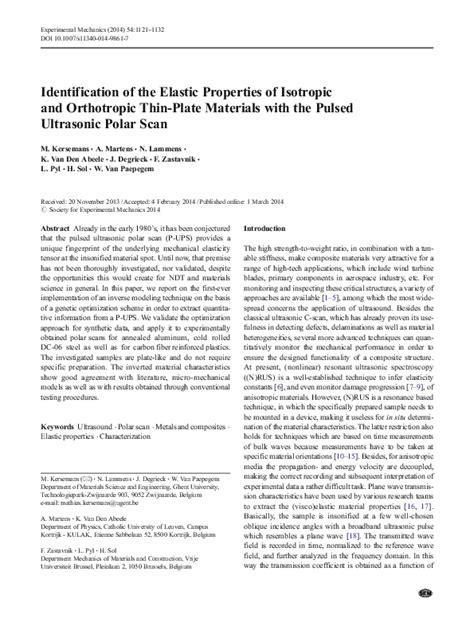 Pdf Identification Of The Elastic Properties Of Isotropic And Orthotropic Thin Plate Materials