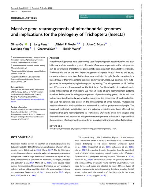 Pdf Massive Gene Rearrangements Of Mitochondrial Genomes And