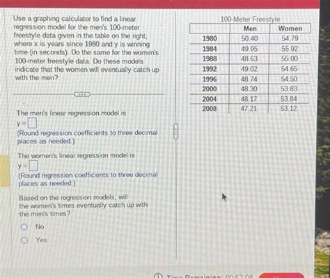 solved use a graphing calculator to find a linear regression