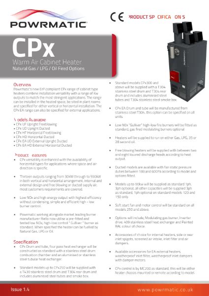 Cpx Product Specification Sheet Nbs Source
