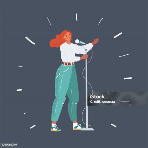 행복한 여자의 벡터 일러스트는 말한다 프리젠 테이션또는 노래를 노래에 대한 스톡 벡터 아트 및 기타 이미지 노래 배경 주제 여자 Istock