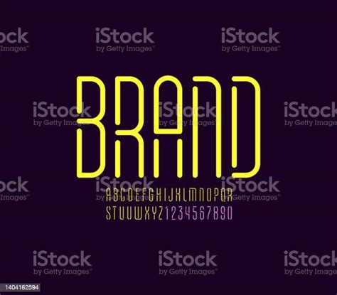 얇은 선의 글꼴 둥근 응축 알파벳 문자 및 숫자 벡터 일러스트 레이 션 10eps 컴퓨터 글자에 대한 스톡 벡터 아트 및 기타