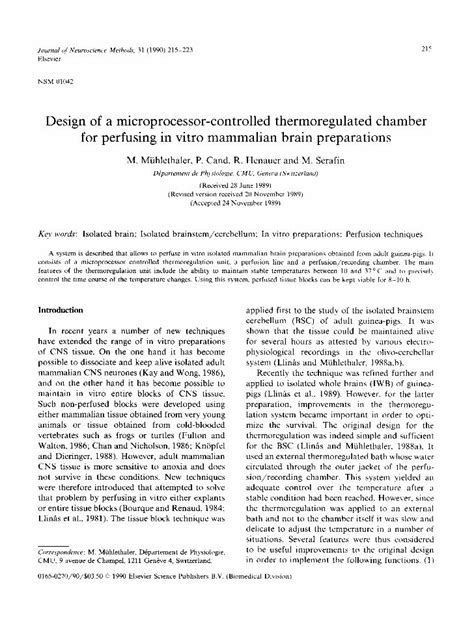 PDF Design Of A Microprocessor Controlled Thermoregulated Chamber For Perfusing In Vitro
