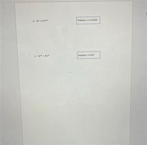 Solved 1 Solve For T Using Natural Logarithms Note Value