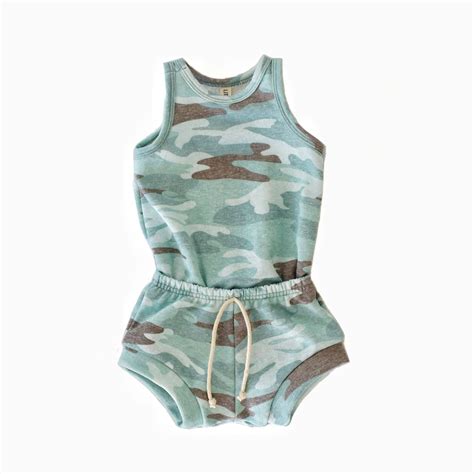 Shortie Tank Romper Mint Camo See Sizing Note Little Wedgies