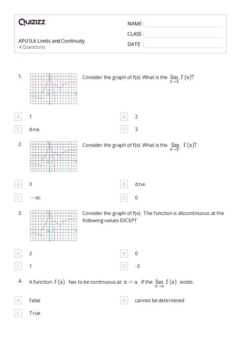 Limits And Continuity Worksheets