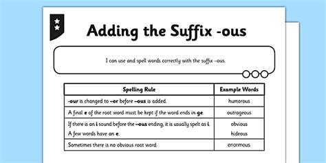 Adding The Suffix Ous Differentiated Worksheet Worksheet Pack
