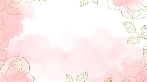 Water Nature Watercolor Pink Beautiful Golden Thread Powerpoint Background For Free Download