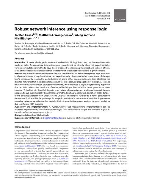 Pdf Robust Network Inference Using Response Logic