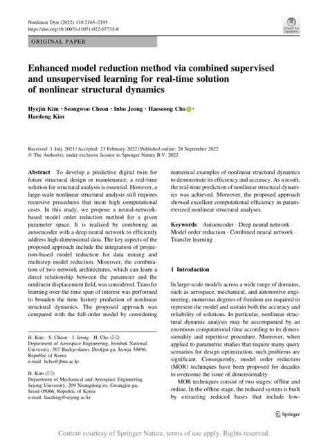 Enhanced Model Reduction Method Via Combined Supervised And Unsupervised Learning For Real Time