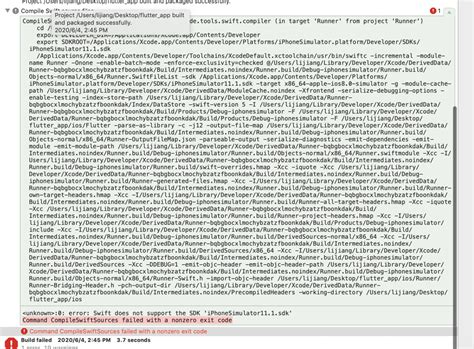 0 error swift does not support the sdk iphonesimulator11 1 sdk · issue 58664 · flutter