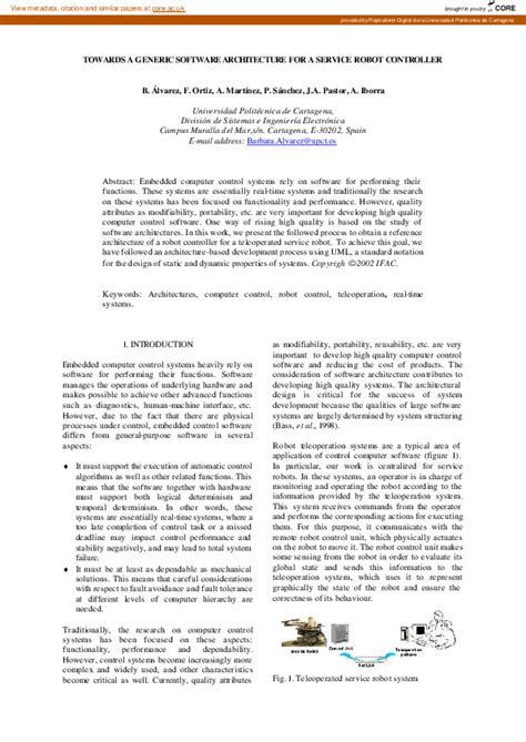 Pdf Towards A Generic Software Architecure For A Service Robot Controller
