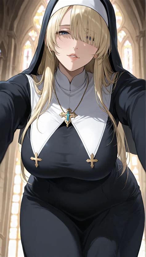 A Close Up Of A Woman In A Nun Outfit In A Church Seaart Ai