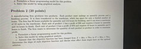solved 1 formulate a linear programming model for this