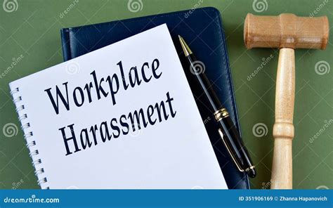 Workplace Harassment Words On A White Sheet With A Judge S Gavel Stock