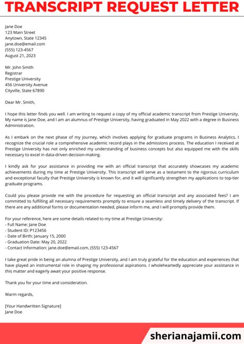 Transcript Request Letter 2025 Free Samples Sheria Na Jamii