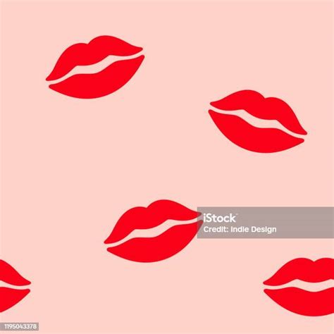 분홍색 배경에 빨간 입술 발렌타인 데이 디자인에 대한 우아한 원활한 패턴 키스 마크에 대한 스톡 벡터 아트 및 기타 이미지 키스 마크 키스 벡터 Istock