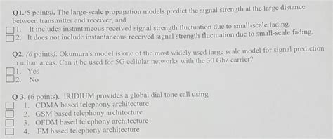 solved 01 5 points the large scale propagation models