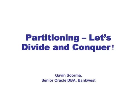 Ppt Partitioning Lets Divide And Conquer Powerpoint Presentation Id9591987