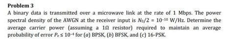 Solved Problem 3 A Binary Data Is Transmitted Over A Chegg Com