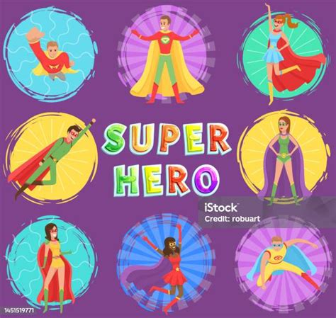 강한 슈퍼 맨은 세상을 구하기 위해 미소 짓고 날아갑니다 망토가있는 슈퍼 히어로 의상의 용감한 캐릭터 개념에 대한 스톡 벡터 아트 및 기타 이미지 Istock