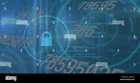 Displaying Central Padlock Icon Within Hud Ring In Data Center With Numeric And Circuit