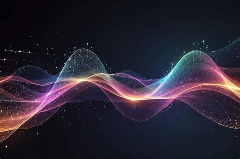 Premium Photo Digital Data Of Particle Wave And Network Connection