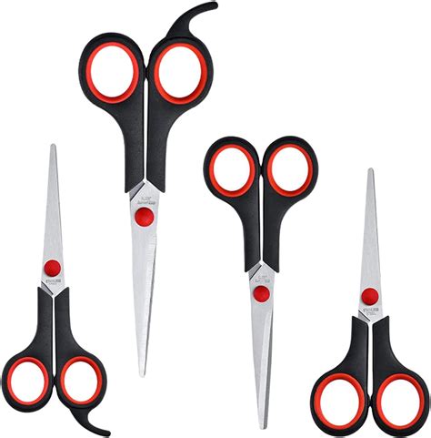 Amazon Com Scissors Set Of Pack Stainless Steel Scissors All Purpose Ergonomic Comfort Grip