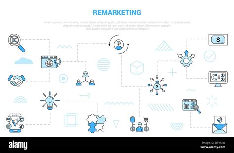 Remarketing Concept With Icon Set Template Banner With Modern Blue Color Style Vector