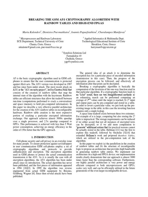 Breaking The Gsm A5 1 Cryptography Algorithm With Pdf Cryptography