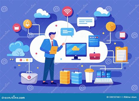 A Professional Demonstrates Cloud Information Storage Solutions Illustrating Connectivity With