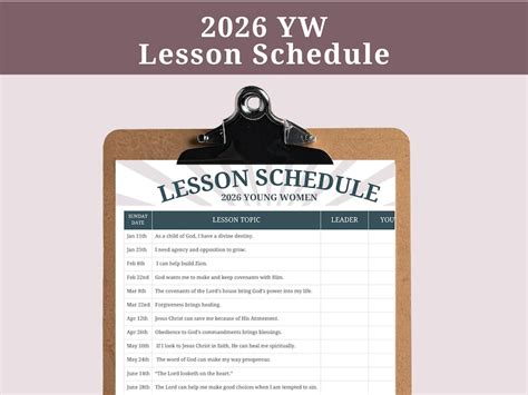 2026 Young Women Lesson Schedule Come Follow Me Yw Sunday Teaching