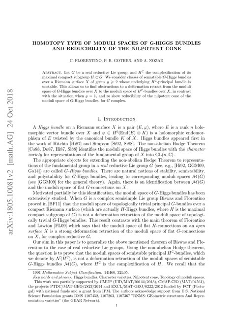 Pdf Homotopy Type Of Moduli Spaces Of G Higgs Bundles And