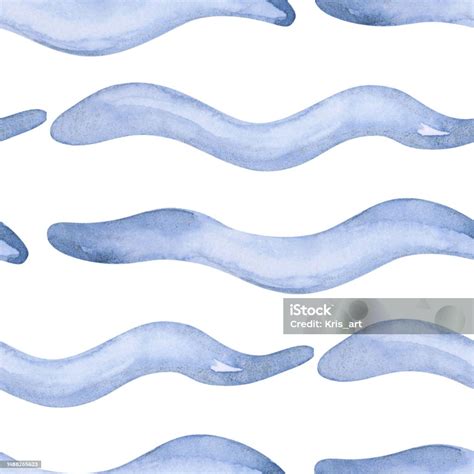 매끄러운 패턴 파란색 수채화 물결 배경 현대 트렌디한 힙스터 붓 라인 배경 브러쉬 스트로크 인쇄물 포장지 직물 표지 전단지 배너 0명에 대한 스톡 벡터 아트 및 기타 이미지